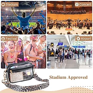 HULISEN Clear Crossbody Bag Stadium Approved, Clear Purse for Women Men, Transparent Messenger Shoulder Handbag for Concert, Travel, Work, Sports (Leopard)