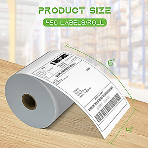 MFLABEL® 4 Rolls of 450 Direct Thermal Shipping Labels 4x6 for Zebra 2844 Zp-450 Zp-500 Zp-505