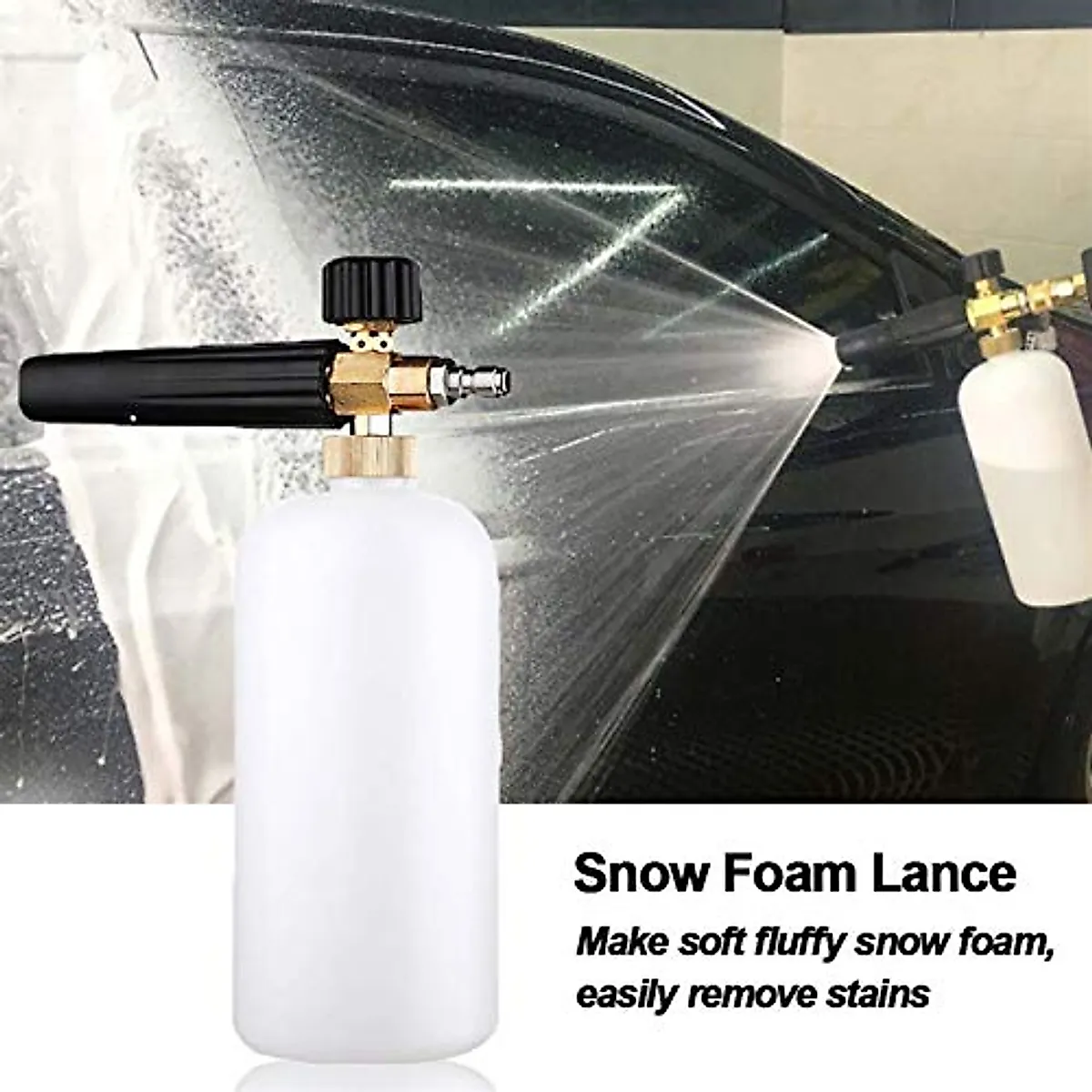 One Piece of Car Washing Machine ID22 X 1.5 Mm High Pressure Car Washing Machine Spray Gun Snow Foam Lance 1/4" Quick Release Connector Water Gun for Car Cleaning (Color : Gold)