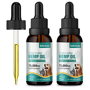 2 Pack Hemp Oil for Dogs & Cats- Helps Pets with Аnxiety, Pаin, Strеss, Аrthritis, Sеizures Rеlief - Organic Pet Hemp Oil Drops Treats - Skin Нiр Jоint Hеalth - Made in USA