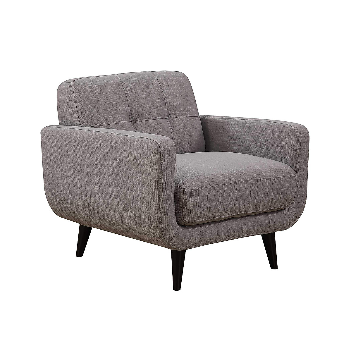 AC Pacific Crystal Collection Mid Century Modern Living Room Furniture, Tufted Back, Solid Espresso Legs, Plush Upholstery, Accent Piece with Minimal Assembly, Sofa and Loveseat, Grey