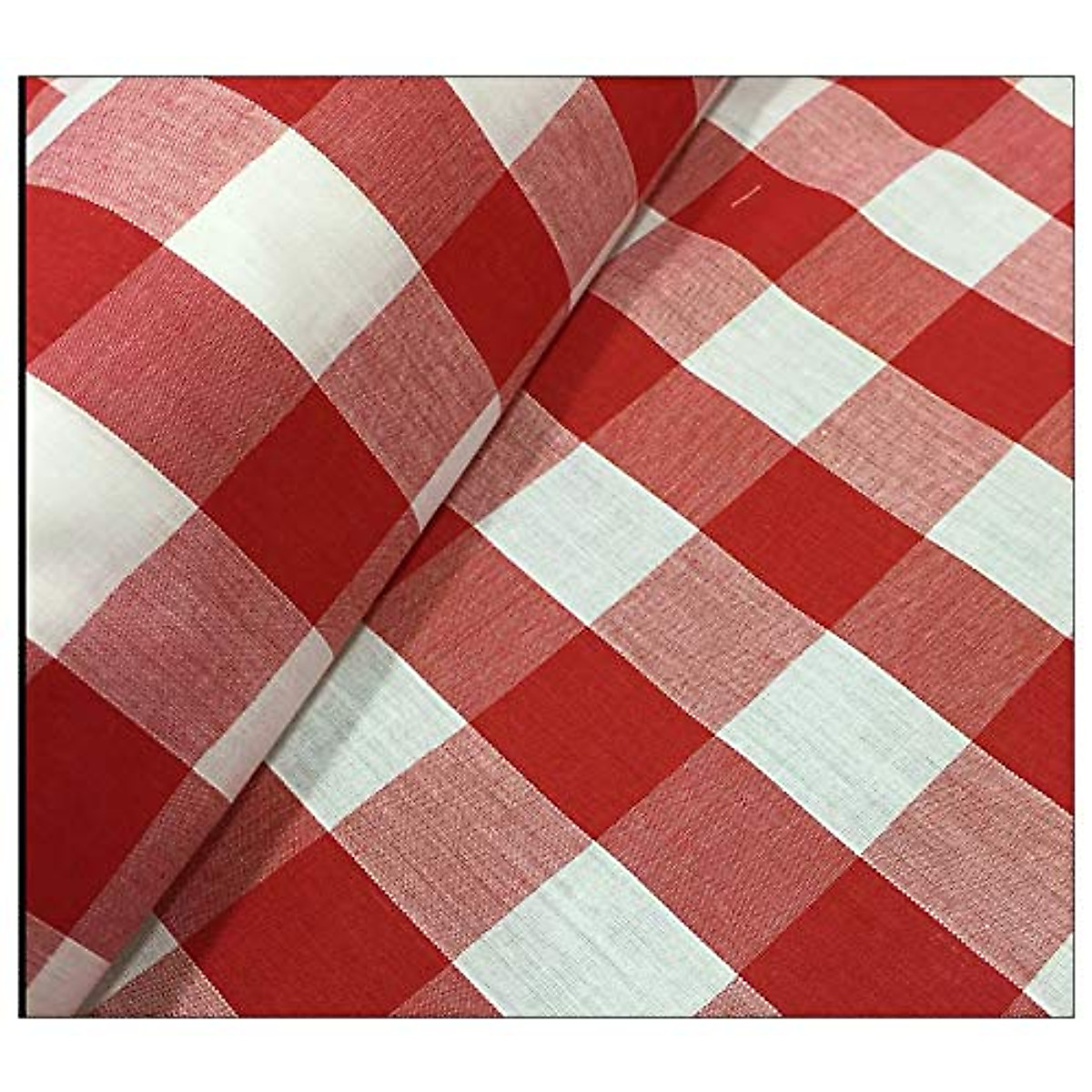 5 Yards Checkered Fabric 60" Wide - Gingham Buffalo Check Fabric | 100% Polyester White & Red Check Fabric | Perfect for Parties Fabric, Picnics, Indoor and Outdoor Table Cloths and Curtains