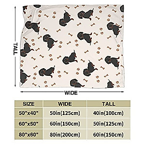 Dachshund Blanket Cute Soft Cozy Dachshund Fleece Blanket Warm Fuzzy Weiner Dog Paw Throw Blanket Dachshund Gifts Stuff for Women Kids Bed 40"X50"