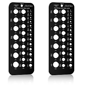 2 Pieces 24 Fractional Drill Bit Size Gauge Drill Bit Gauge Stainless Steel Drill Gauge 29 Holes Metal Drill Size Gauge Tool for 1/16 Inch to 1/2 Inch Size Bits Measurement (Black)