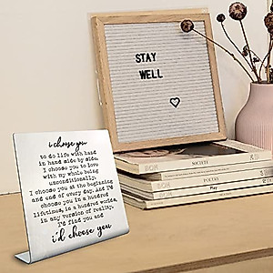 I Choose You Marriage Sign, Wedding Anniversary Presents Gift for Wife, Him, Husband, Groom, Bride, Engagement Anniversary Valentines Day Gifts Sign for Desk Table Counter Shelf Decoration