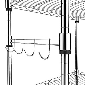 BATHWA 5-Tier Wire Shelving Unit on Wheels, Heavy Duty Rolling Shelving Rack, Chrome Shelves for Bathroom, Kitchen, Living Room