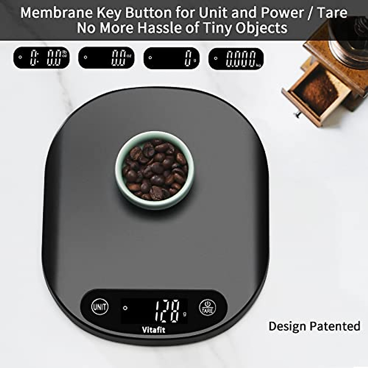 Vitafit 33lb Food Kitchen Scale,Weighing Professional Since 2001, Digital Grams and Ounces for Cooking Baking, Batteries Included, Black