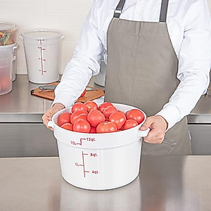 Restaurantware-Met Lux 12 Quart Food Storage Container, 1 White Storage Container - Lids Sold Separately, Red Volume Markers, Dishwashable Container, Side Handles, For Storing Foods