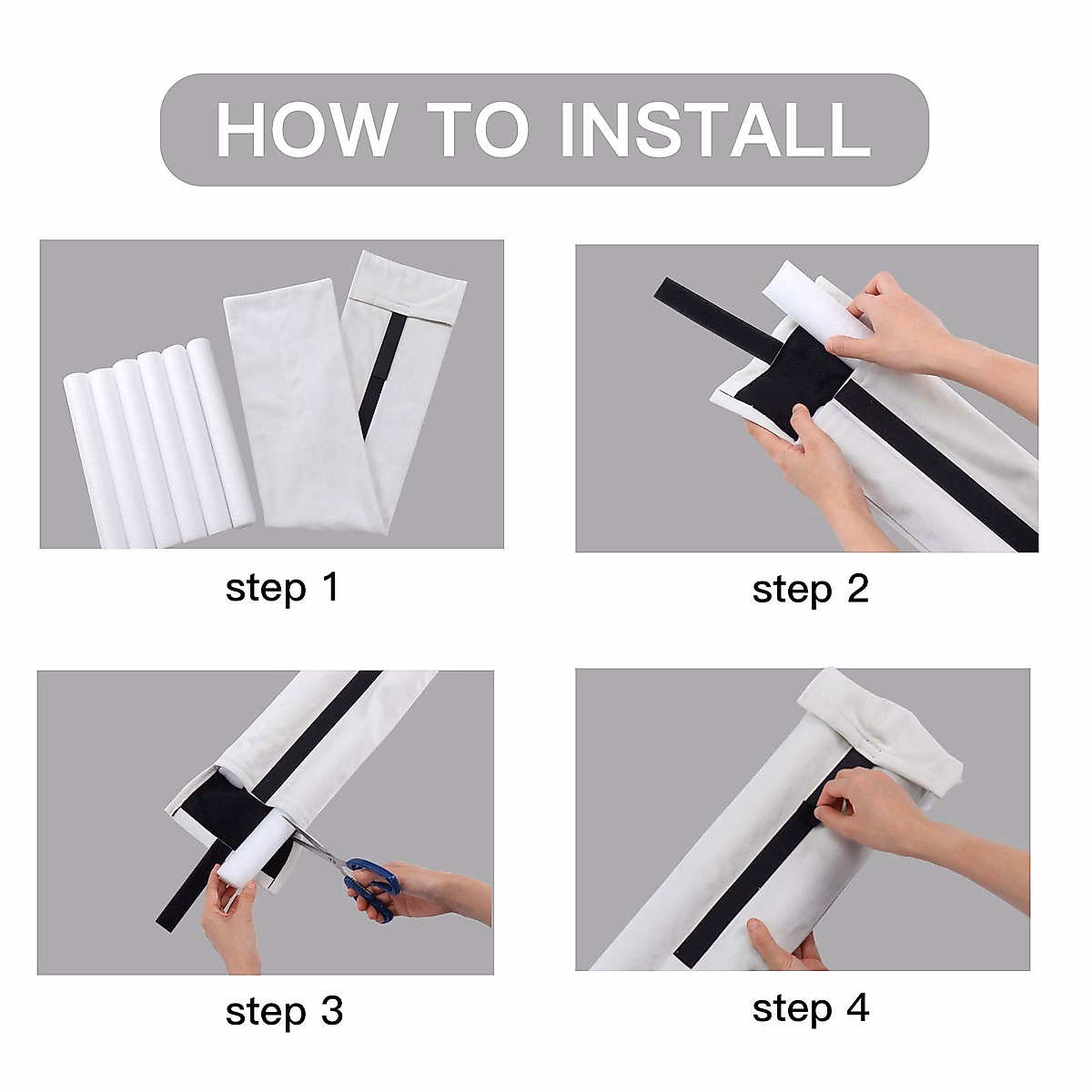 GDHOMM Door Draft Stopper, Door Sweep, Weather Stripping Door Seal Strip Household Products, Door air Blocker, Light Blocker, Noise Blocker, Energy Saving, 30" to 36" Size Adjustable,White