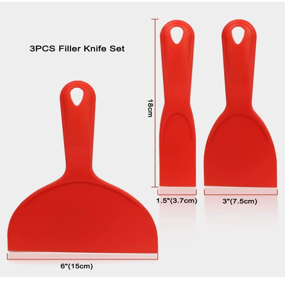 Plastic Putty Knife Set Spealloy Multipurpose Plastic Scraper Spackle Filling Knife Tools, 3-Pack