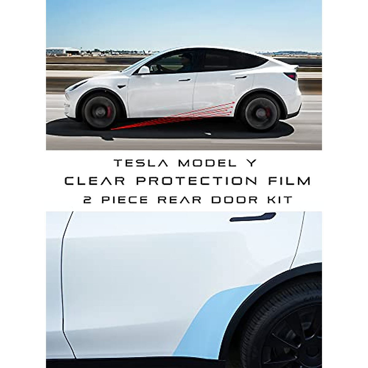 Crystal Shield 2020-2023 Tesla Model Y Partial Rear Door Paint Protection Film Kit 8 Mil Thick PPF Clear - 10 Year Warranty