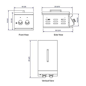 Whistler BBQ Grill Built In Double Side Burner for Outdoor Kitchen Island