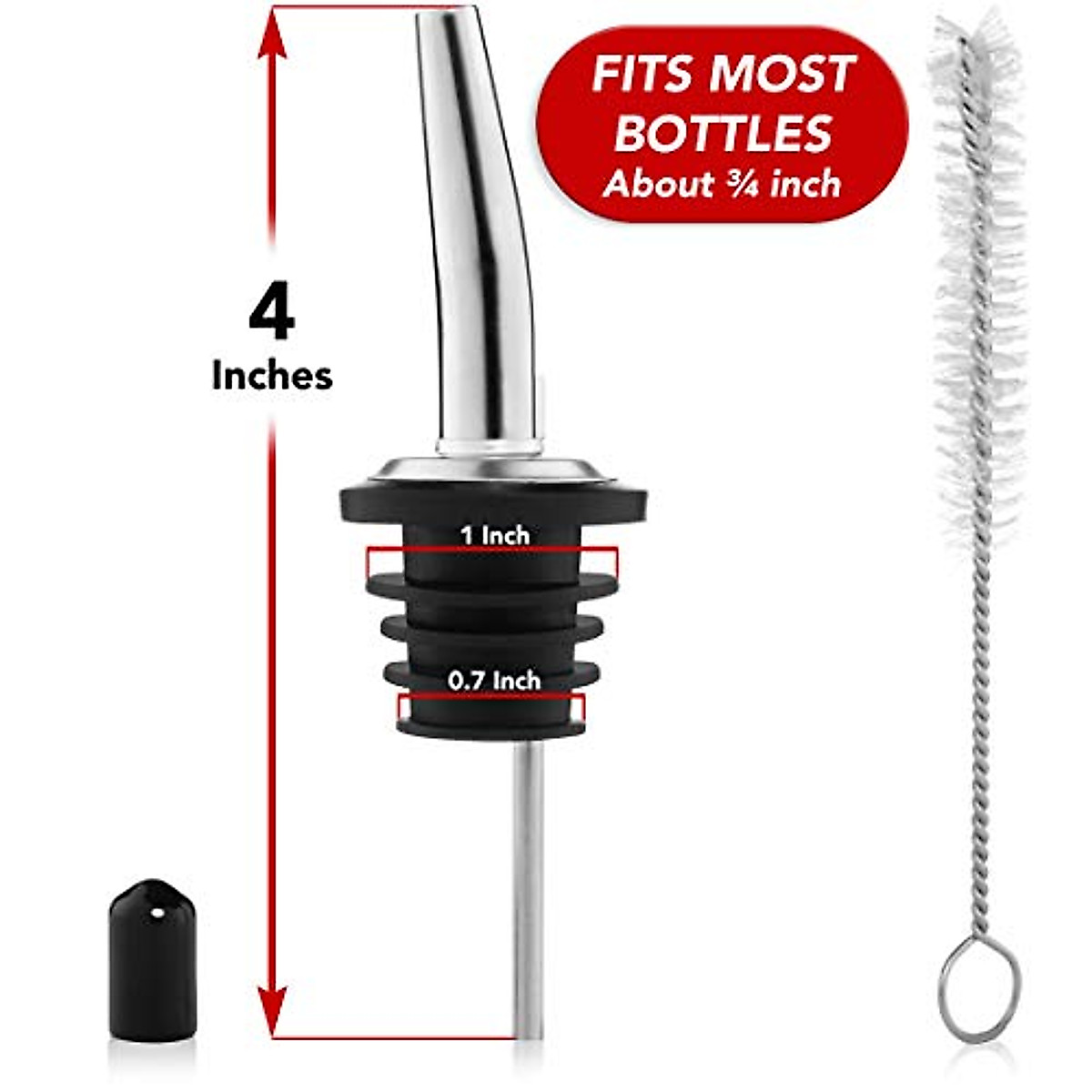 2 Pack Stainless Steel Classic Bottle Pourers Liquor Bottle Pourers Bottle Pourers For Alcohol - Pour Spouts For Liquor Bottles - Liquor Pourers Olive Oil Pourer Alcohol Spouts Bottle Spout Olive Oil