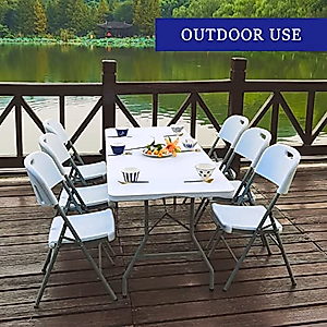 deaciber 6ft Folding Table 71 inch Plastic Fold in Half w/Handle Heavy Duty Portable Indoor Outdoor for Garden Party Picnic Camping BBQ Dining Kitchen Wedding Market Events
