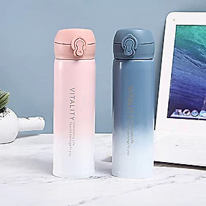 Ultimate insulated stainless steel water bottle - leak-proof, vacuum insulated, bpa-free, kids & adults, travel & sports, hydroflask water bottles,travel mug, thermos funtainer 16 oz, pink and blue