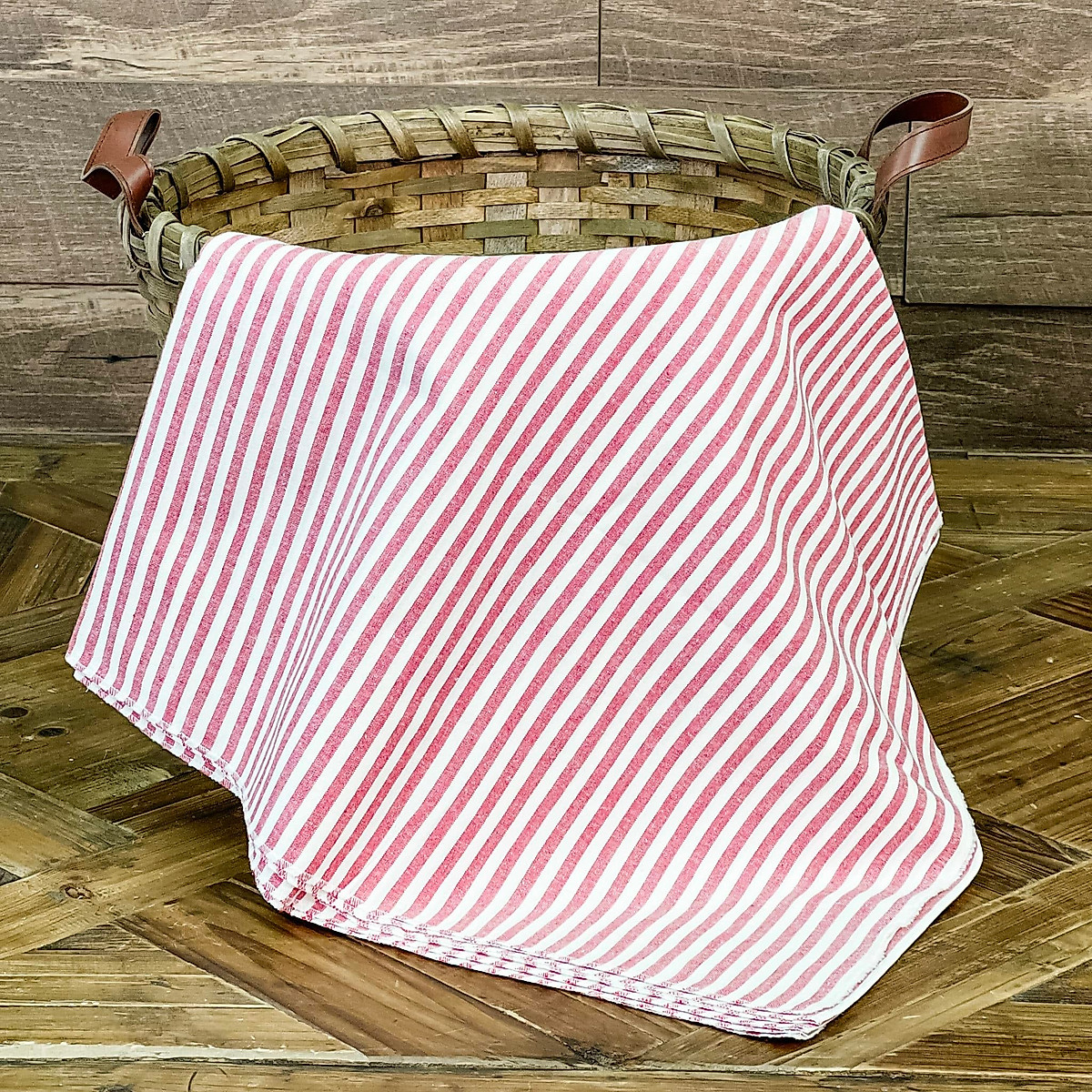 Farmhouse Ticking Red Fabric, Extra Wide Bulk Yardage, 1 Yard, 36" L x 80" W, Cotton Material for Sewing