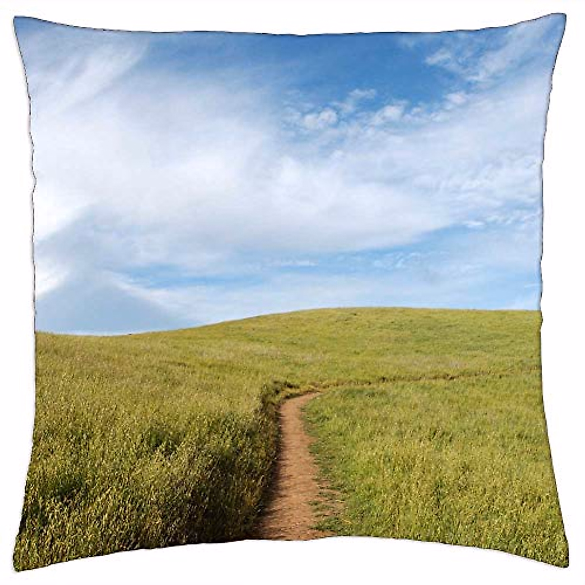 LESGAULEST Throw Pillow Cover (18x18 inch) - Nature Green Grass Field Trek Travel Adventure