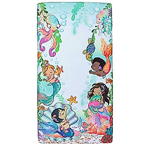 Baby Titi - Fitted Crib Sheet, Mermaids Under The Sea, Soft Microfiber, Crib Sheets for Girls, African American, Asian, Latina Mattress Sheets for Crib and Toddler Beds (Mermaid)…