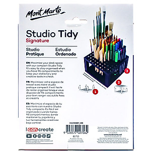 MONT MARTE 96 Hole Plastic Pencil & Brush Holder for Paint Brushes, Pencils, Markers, Pens and Modeling Tools. Provides Excellent Art Studio Organization.