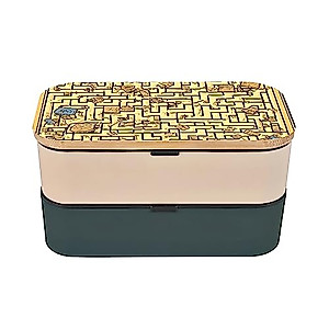 Treasure Maze Adult Lunch Box, Bento Box, With Cutlery Set Of 3, 2 Compartments, Rectangular, Lunch Box For Adults