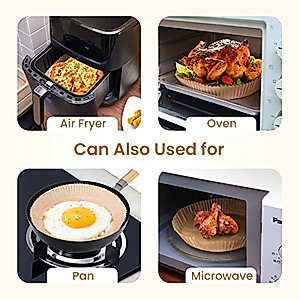 Air Fryer Disposable Paper Liner, 100 Pcs Liners for Air Fryer, Non-stick Parchment Paper for Frying, Baking, Cooking, Roasting and Microwave - Unbleached, Oil-proof, 7.9-inch