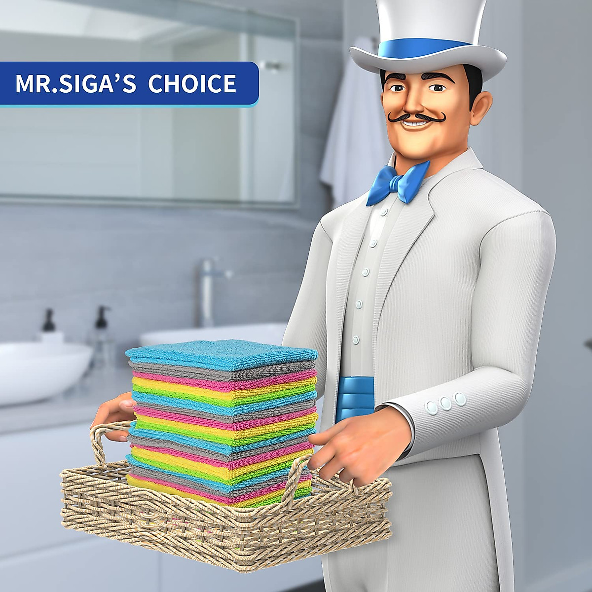 MR.SIGA Microfiber Cleaning Cloth, All-Purpose Cleaning Towels, Pack of 50, Size 11.8 x 11.8 in