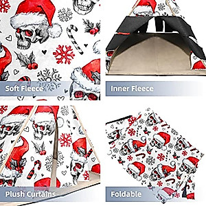 enheng Small Pet Hideout Santa Skull Christmas Hamster House Guinea Pig Playhouse for Dwarf Rabbits Hedgehogs Chinchillas