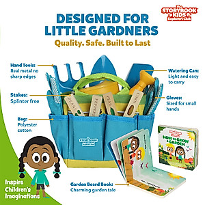 Kids Gardening Tool Set Bundle Includes 2 Color Variations (Pink and Blue) and a Delightful How to Garden Tale Board Book in Each Toy Set