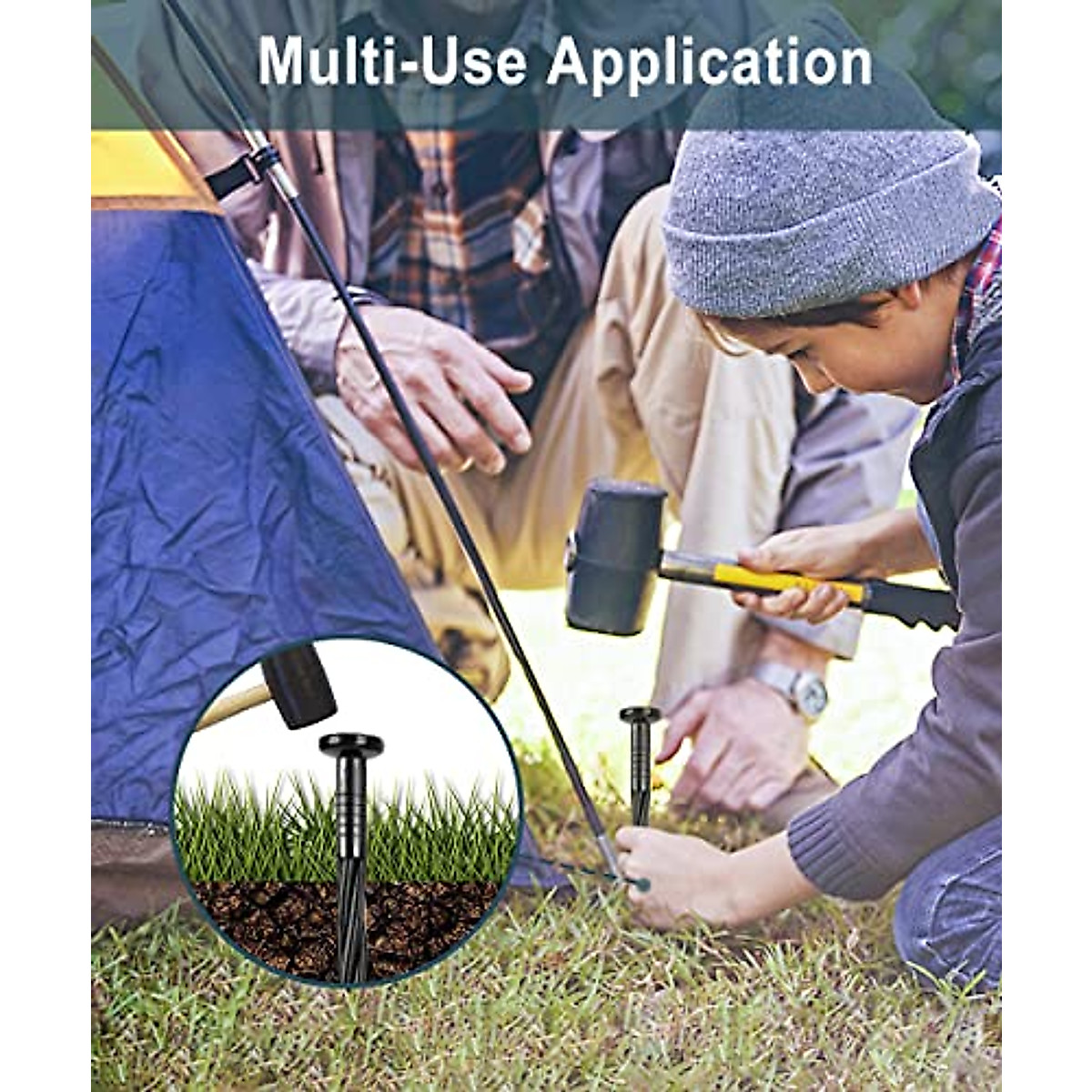 Meboyz 50 Pack of 8-inch Plastic Landscape Edging Spikes are Perfect for anchoring Weed barriers, Paver Edging, Artificial Turf, Grass Pathways, and More.