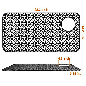 JUSTOGO Silicone Sink Mat, Black Sink Protectors for Kitchen Sink Grid Accessory, 1 PCS Non-slip Sink Mats for Bottom of Kitchen Farmhouse Stainless Steel Porcelain Sink Right & Left (28.2''x 14.2'')