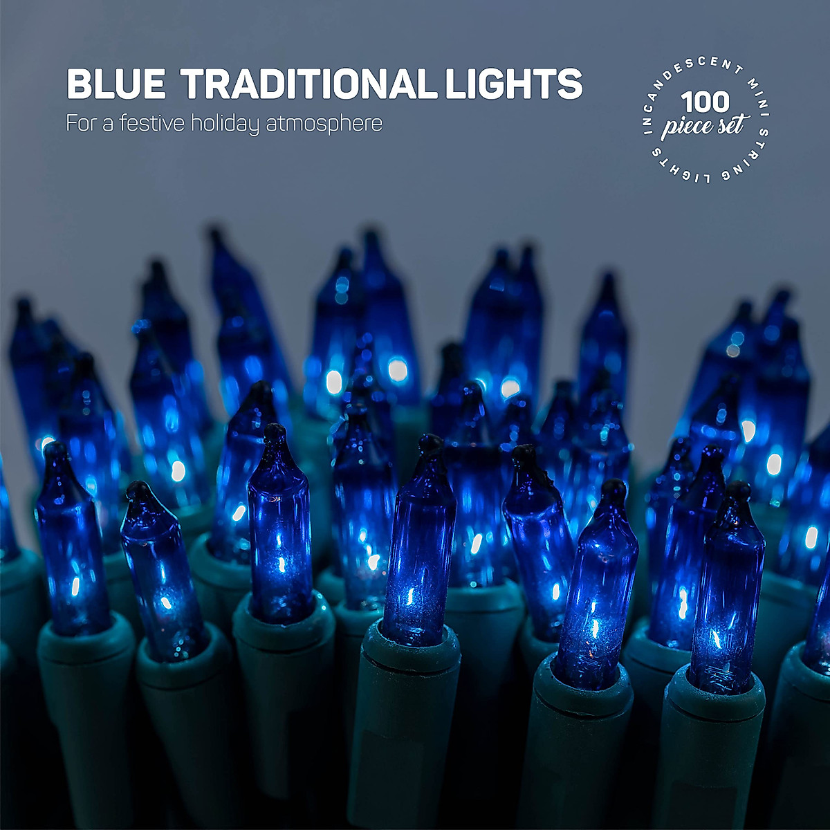 Christmas String Lights [100 Set] 25 Ft Blue Christmas String Lights, for Xmas Tree, Garland, Holiday, Party Décor –Mini Christmas Lights for Tree Weather-Resistant