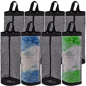 8PCS Plastic Bag Holders,Mesh Hanging Garbage Bag Dispensers,Recycling Grocery Shopping Bags Storage for Home and Kitchen