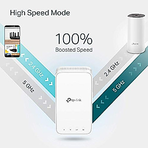 TP-Link | AC1200 WiFi Range Extender | Up to 1200Mbps | WiFi Extender, Repeater, WiFi Signal Booster | One Mesh | Easy Set-Up | Compact Designed Internet Booster (RE300) (Renewed)