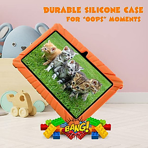 Contixo V8-4 7” Kids Tablet, 2GB RAM, 16GB Storage, Android 11 GO, Ultimate Learning Tablet for Children with Teacher’s Approved Apps, Kid Proof Protection Case Orange