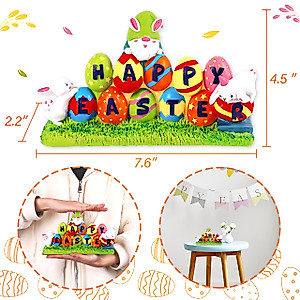 luck sea Easter Decorations Table Centerpiece - Egg Bunny Gnome Figurine Spring Tabletop Decor Home Party Ornament Gift (Hand Painted)
