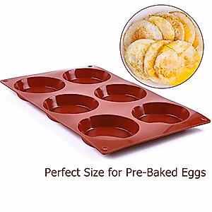 JOERSH 2-PK Silicone Egg Molds Non-Stick 3" Round Muffin Top Baking Pans, Egg Molds for Breakfast Sandwiches, Corn Breads, Whoopie Pies, Shortcakes