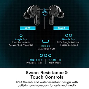 MEE audio Truly Wireless Active Noise Cancelling in-Ear Headphones with Ergonomic Design and 5 Hours Battery Life (25 Hours with Included Charging case)