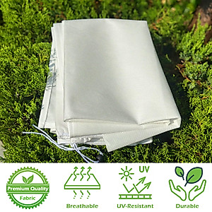 6 Pack Plant Covers Frost Protection Bag Winter Drawstring Plant Covers Winter Reusable Plants Jacket for Fruit Tree Shrub Potted Plants (24" x 31.5")