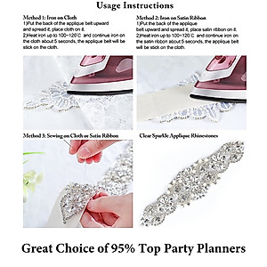 DUOBAO Wedding Belt Rhinestone Applique Crystal Rhinestone Trim 1 Yard Wedding Dress Belt Girls Beaded Sash Belt Silver