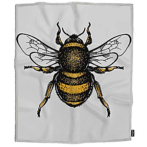 Mugod Throw Blanket Hand Drawn Bumblebee Sketch Isolated on White Background Decorative Soft Warm Cozy Flannel Plush Throws Blankets for Baby Toddler Dog Cat 30 X 40 Inch