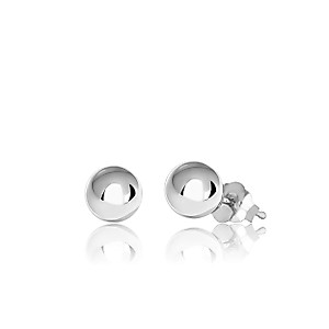 Honolulu Jewelry Company 14K Real White Gold Polished Round Ball Stud Earrings (5mm - White Gold)