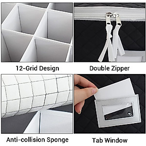 VERONLY 2 Pack Stemware Storage Box China Storage Case - Holds 24 Wine Glasses or Crystal Glassware Containers with Lable Window,Fully-Padded Inside with Hard Sides(15.5" x 12.5"x 10")