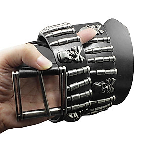 Cool Mens Bullet Skull Stud Punk Rock Biker Real Leather Belt Waistband726146236614