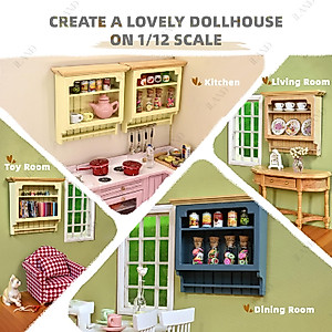 iLAND Wooden Dollhouse Furniture on 1/12 Scale, Miniature Cabinet Varnished 2pcs fit Dollhouse Kitchen, Living Room, Dining Room or Bathroom