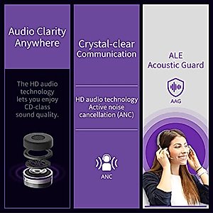 OPUXT Alcatel-Lucent Wireless Headset with Microphone - Stereo Headphones with Active Noise Canceling (ANC) - Connect PC/Mac/Mobile via Bluetooth -Works w/Teams, Zoom & More-MS/UC Compatibility