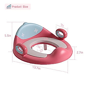 Potty Training Seat with Soft PU Cushion Handles Backrest Splash Guard for Toddlers Kids Boys Girls (pink)