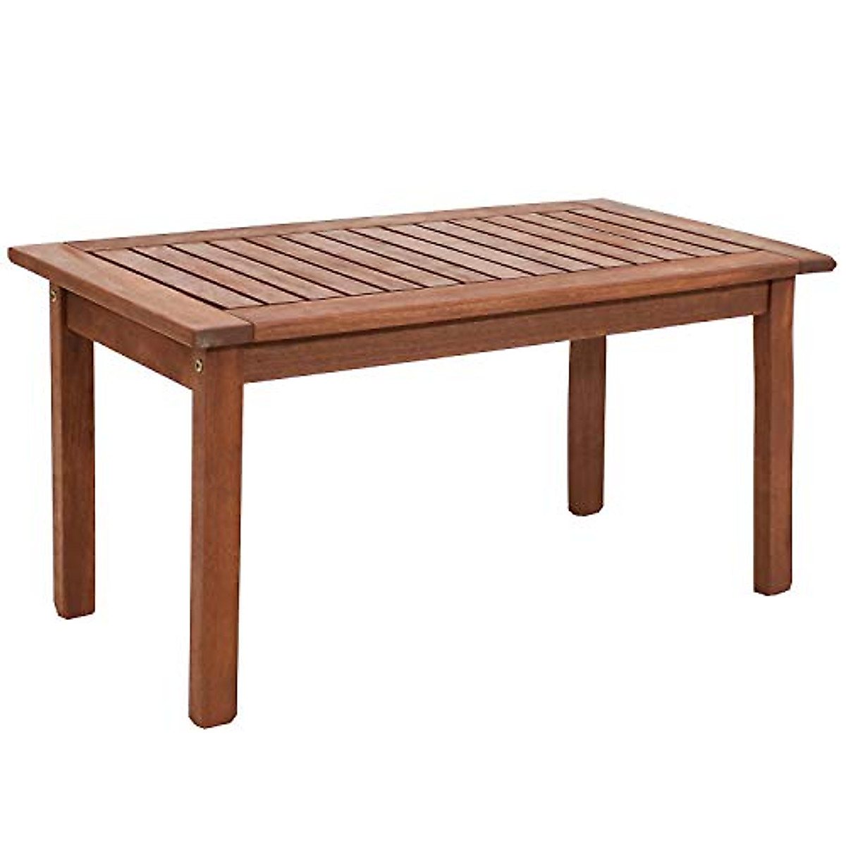 Sunnydaze Meranti Wood Coffee Table with Teak Oil Finish - 17.75 x 35.5 Inch Modern Rectangle Outdoor Center Table - Perfect Decorative Patio Furniture Accent for The Patio, Deck, Front Porch or Yard