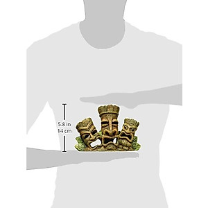 Penn-Plax RRT4 Tiki Tribe Aquarium Ornament | Fun Resin Decor Item Featuring 3 Faces for a Fun Look in Any Tank