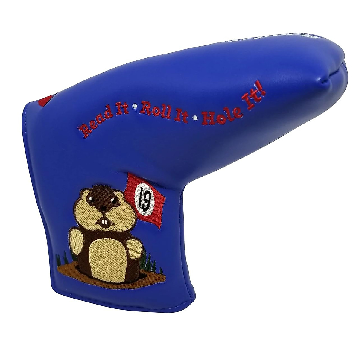 ReadyGOLF Dancing Gopher Blue Embroidered Putter Cover Blade