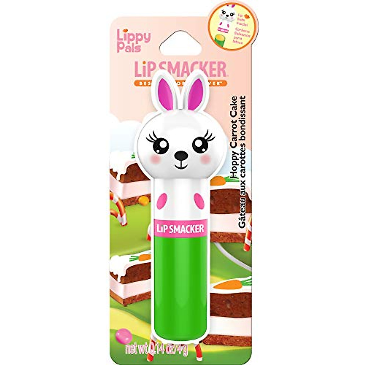 Lip Smacker Lippy Pal Bunny Rabbit Flavored Lip Balm Hoppy Carrot Cake | Clear Matte | For Kids, Men, Women | Stocking Stuffer | Christmas Gift